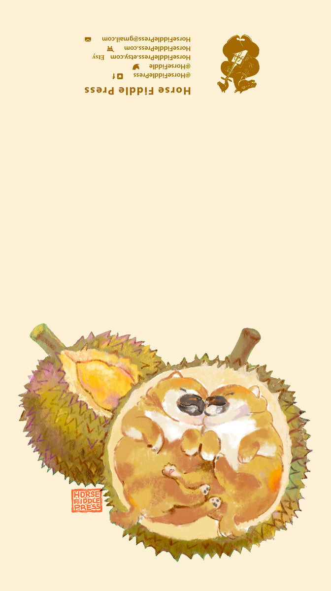 Durian puppies greeting card – Horse Fiddle Press