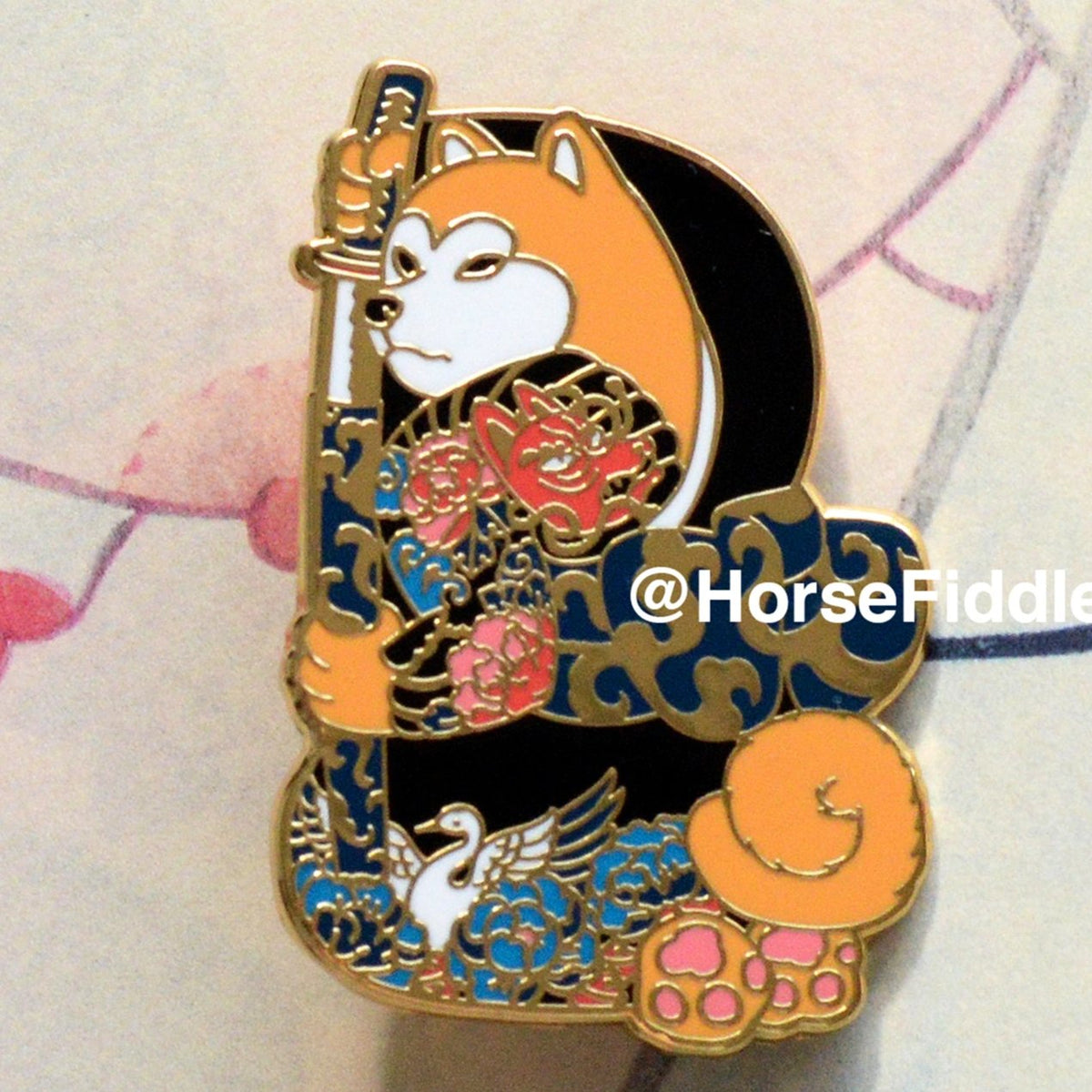 Yakuza Shiba Enamel Pin – Horse Fiddle Press